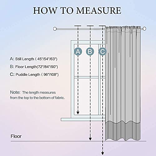 MIULEE 2 Panels Solid Color White Sheer Window Curtains Elegant Window Voile Panels/Drapes/Treatment for Bedroom Living Room (54 X 72 Inches White)