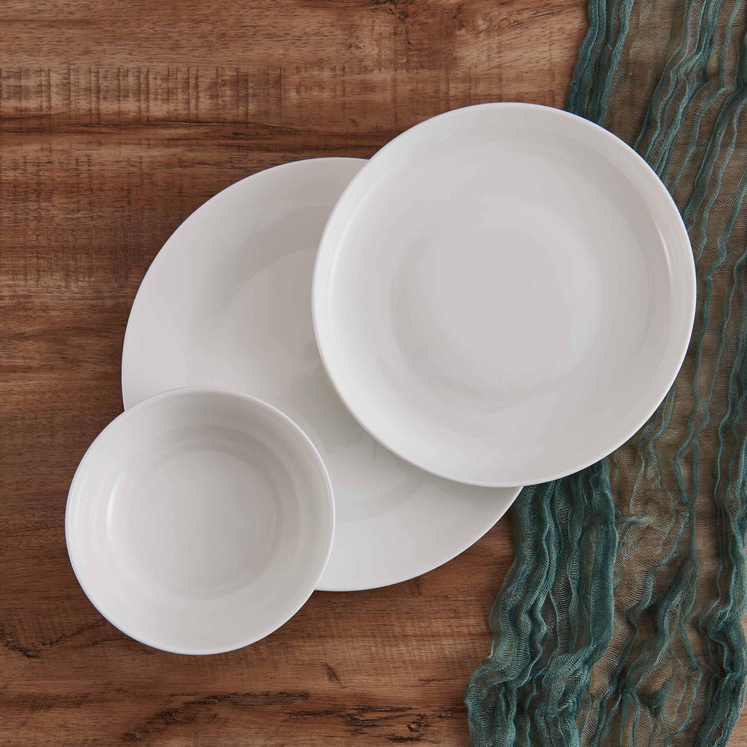 Mikasa Macie Bone China Lightweight Chip Resistant 12 Piece Dinnerware Set, Service for 4, White