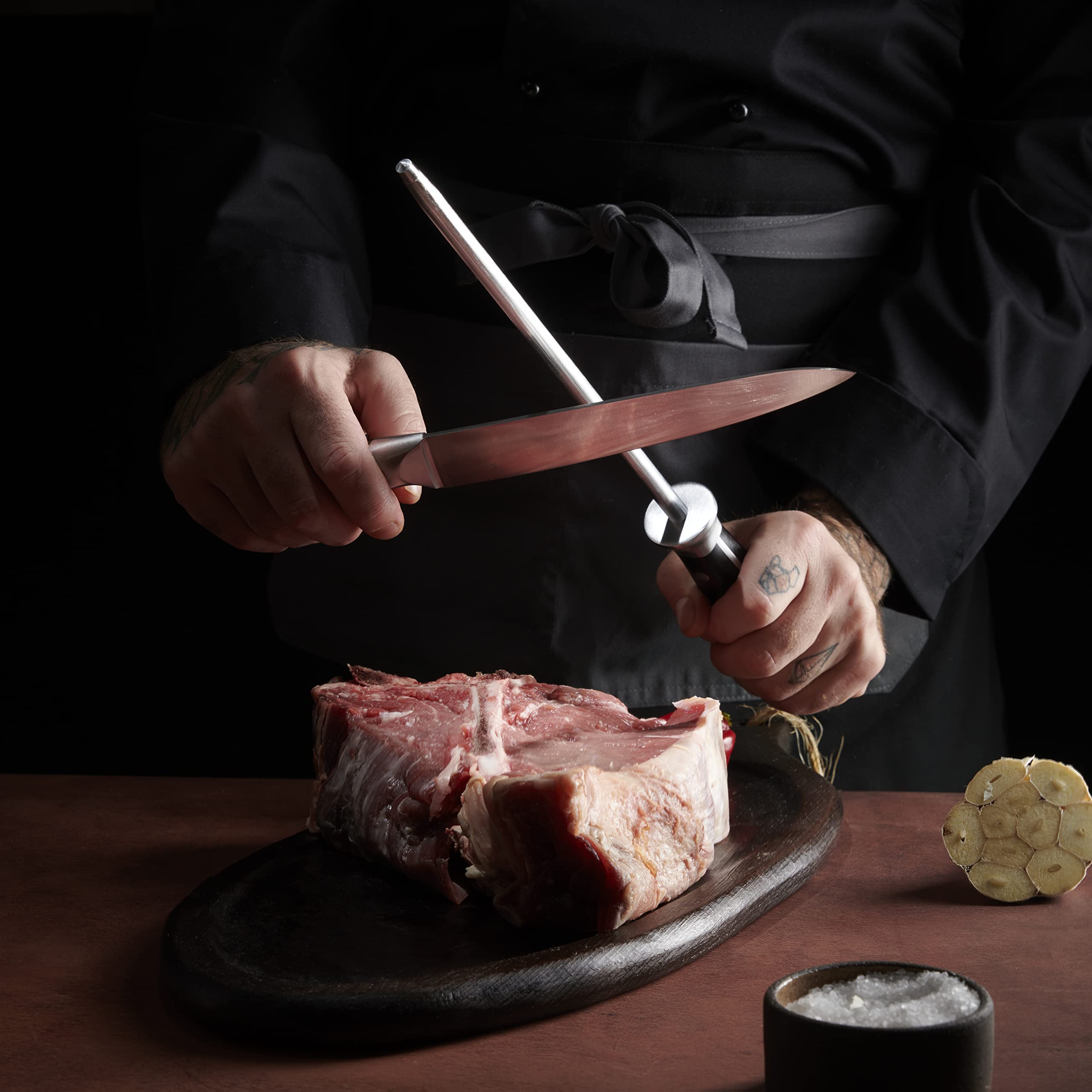 Cutluxe Boning Knife & Sharpening Knife Rodβ Forged High Carbon German Steel β Full Tang & Razor Sharp β Ergonomic Handle Design β Artisan Series