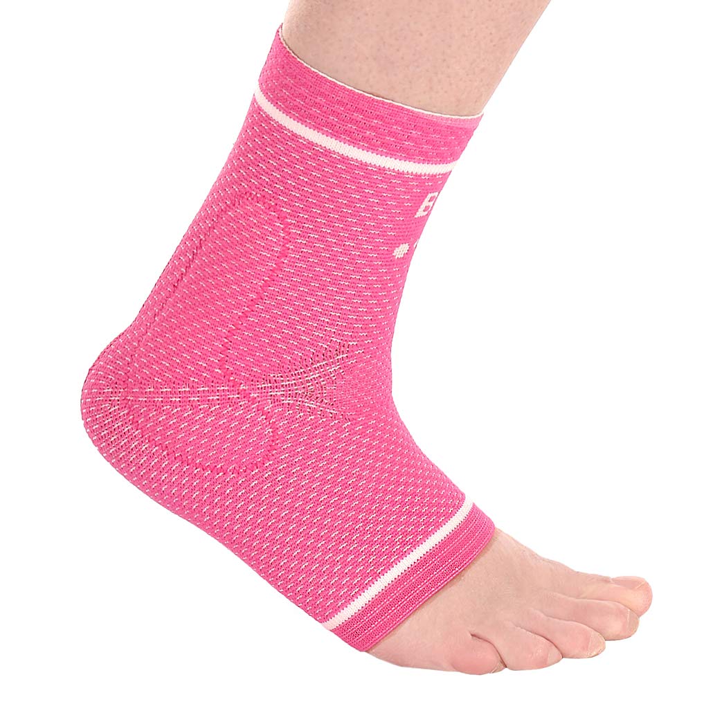 BRD Sport Compression Ankle Brace FDA Registered Brace Offers Breathable, Targeted Compression for Ankle Pain, Swelling and Sprain, Ankle Support Sleeve (Hot Pink with White , S [7 1/2"-8 1/4"])