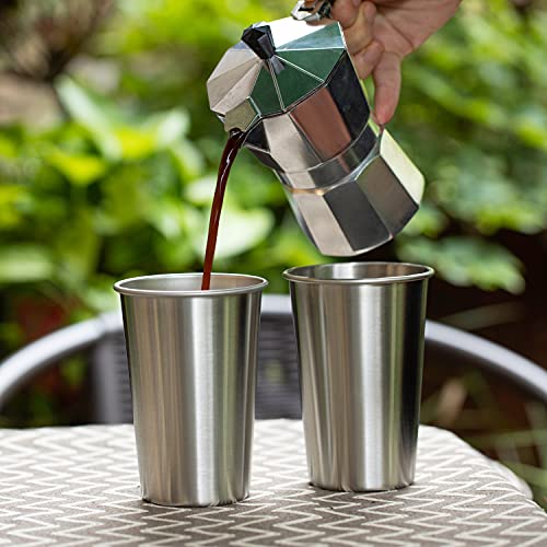 SMLIXE 12 Pack 16oz Stainless Steel Pint Cup,Healthy Unbreakable and Stackable,Metal Drinking Glasses