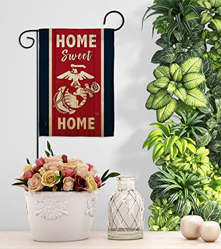 Home Sweet Marine Corps Garden Flag - Set Mailbox Hanger Armed Forces USMC Semper Fi United State American Military Veteran Retire Official - House Banner Small Yard Gift Double-Sided 13 X 18.5