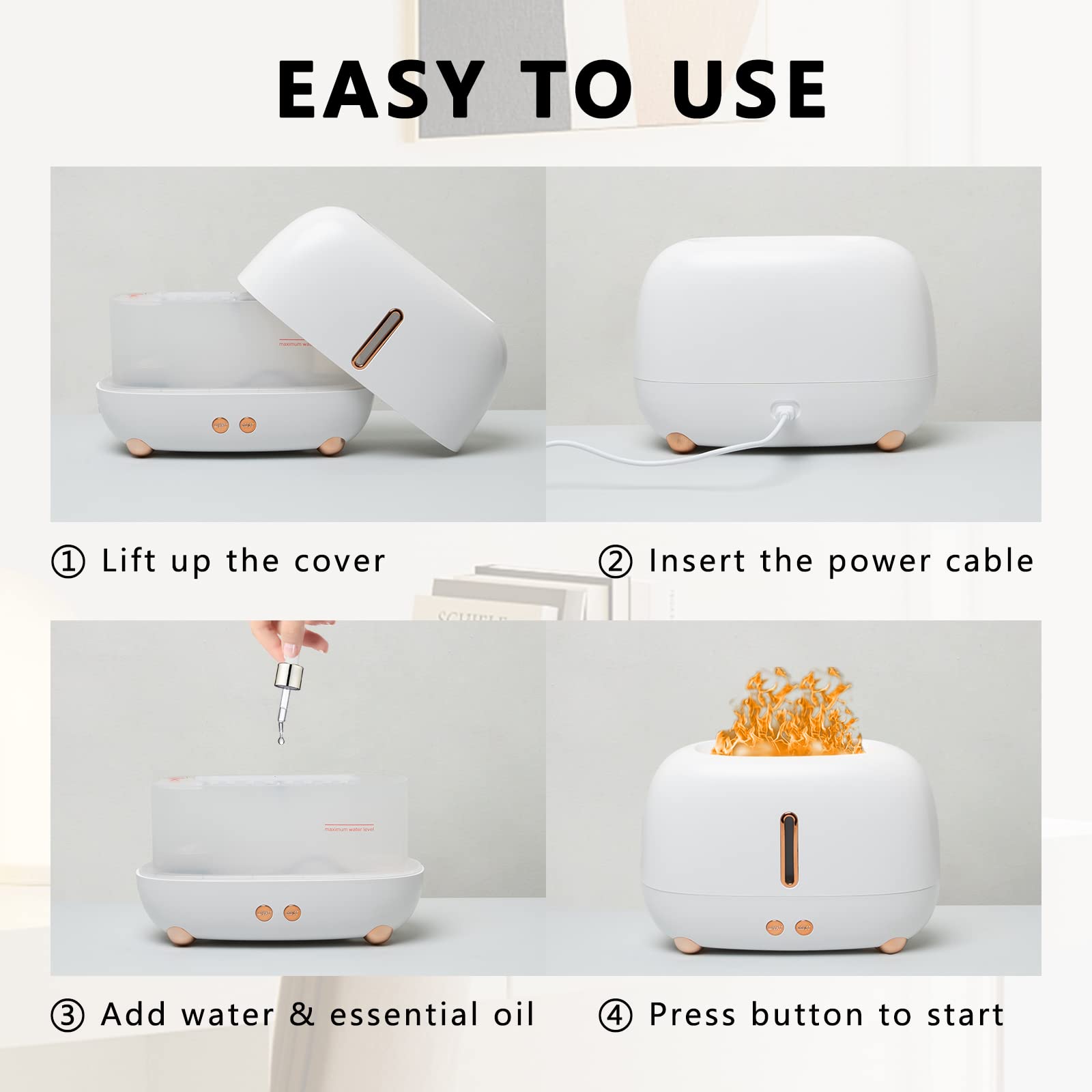 Wokuya Cute Desktop Humidifier, Cool Mist Humidifiers for Bedroom,Multi Color Lights, Ultra Quiet Operation, Auto Shut-Off, Desk Mini Air Humidifiers for Home Office(Cat, Purple)