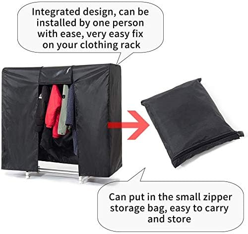 Garment Rack Cover (Clothes Rack Not Included),59" Clothes Rack Cover for Storage,Hanging Clothing Protectors Wardrobe Cover,Waterproof Garment Cover with Double Zippers for Easy Access