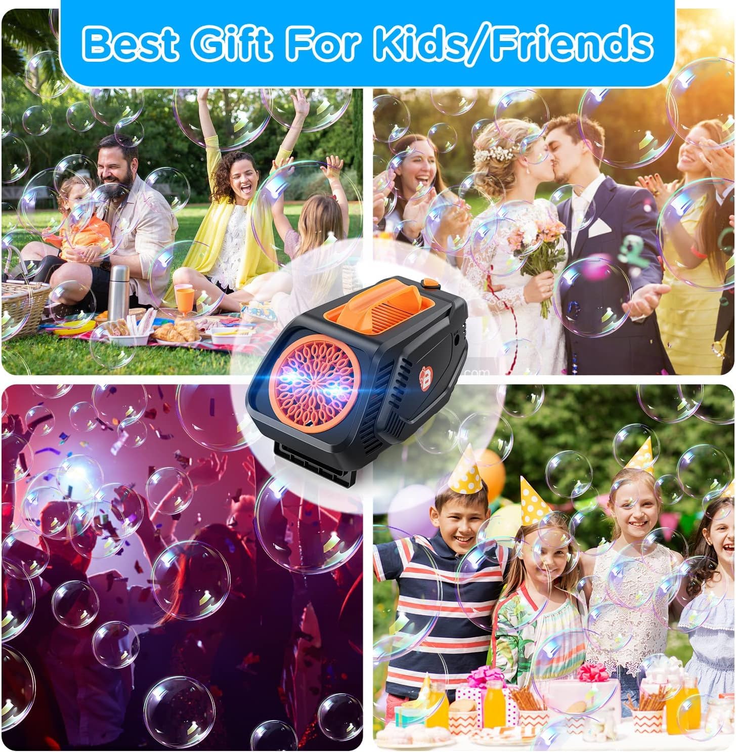 Bubble Machine,20000+ Bubbles Per Minute Bubble Machine for Kids and Toddlers,550ML Large Capacity Bubble Blower,Bubble Maker Machine for Parties Wedding Birthday-Indoor & Outdoor