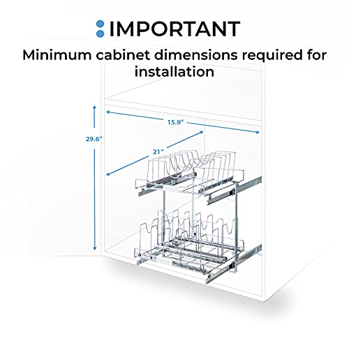 Home Zone Living Pull Out Kitchen Cabinet Organizer with Two Tiers of Storage, 15β W x 20β D