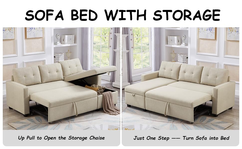 Jintop ectional Sofa, 81.5", Beige