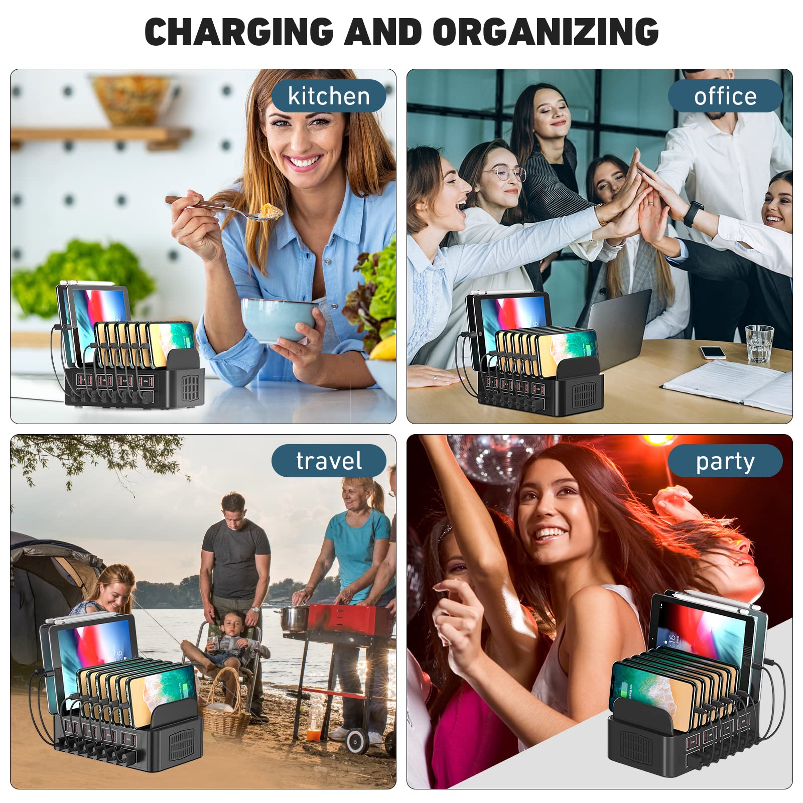 Charging Station for Multiple Devices, 16 Ports Fast Charging Station, 175W 35A Multi USB Charger Station,Travel USB Charging Station for Multiple Devices,Charging Dock