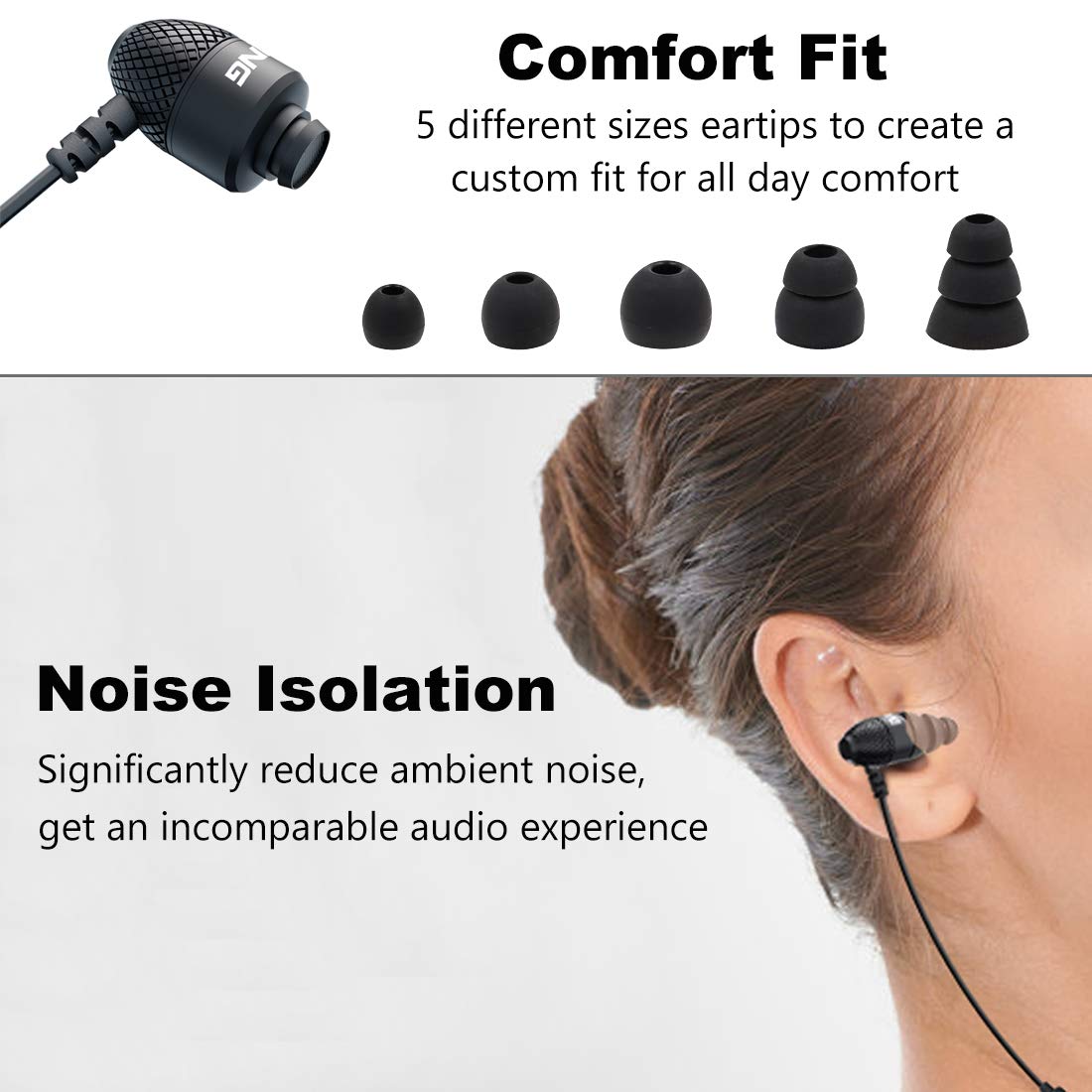 Joymiso Earbuds Headphones with 12Ft Extra Long Cord Length & Long Cord Durable Metal Earphones Earbuds Bundle, with Mic and Volume Control, for Cell Phones Computer Laptop TV, Deep Bass Clear Sound