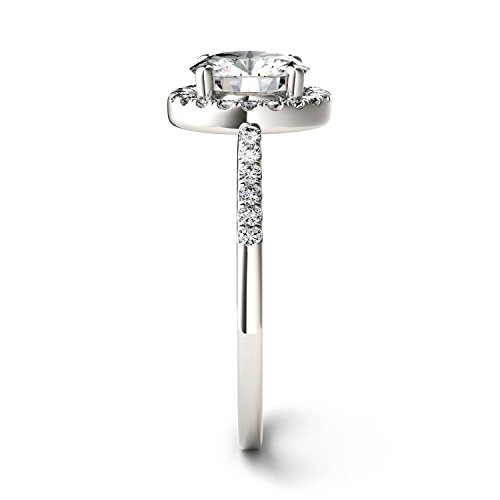 Charles & Colvard Created Moissanite 7.5mm Round Cut Engagement Ring for Women | 1.82 cttw DEW | Lab Grown | Solid 14K White Gold with Rhodium | Size 6