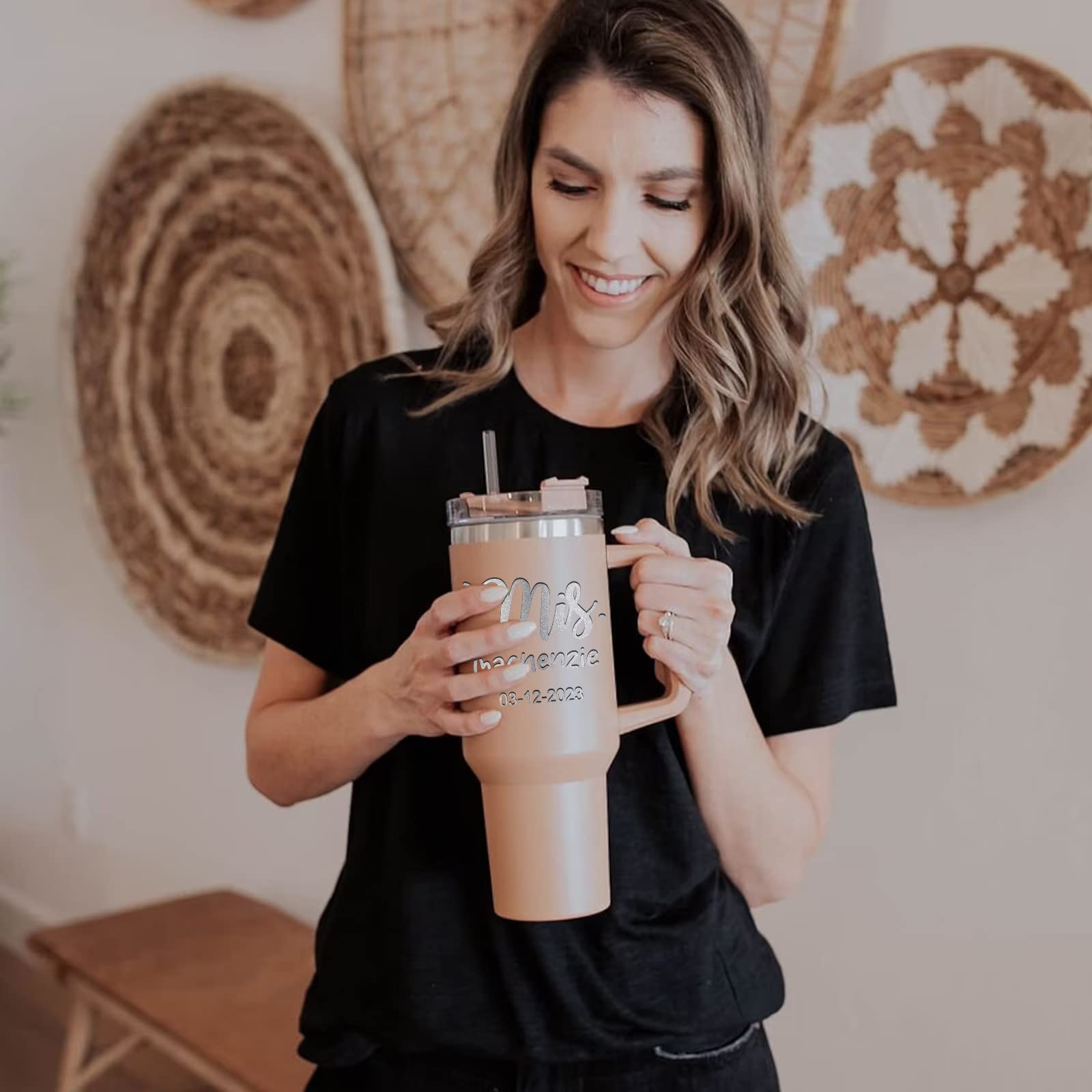 Custom Mama Bear Tumbler with Kids Names, Personalized Mothers Day Gift for Women, Her, New Mom, Customized 40oz Insulated Stainless Steel Coffee Mom Cup with Straw Lid