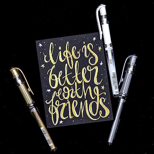 Uni-Ball Signo Broad Point Gel Impact Pen White Ink-1.0mm Value Set of 5