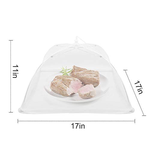 Pop-Up Mesh Screen Food Cover Tent Umbrella, SPANLA 8 Pack Food Cover Net for Outdoors, Screen Tents, Parties Picnics, BBQs, Reusable and Collapsible Reusable and Collapsible,17 Inches