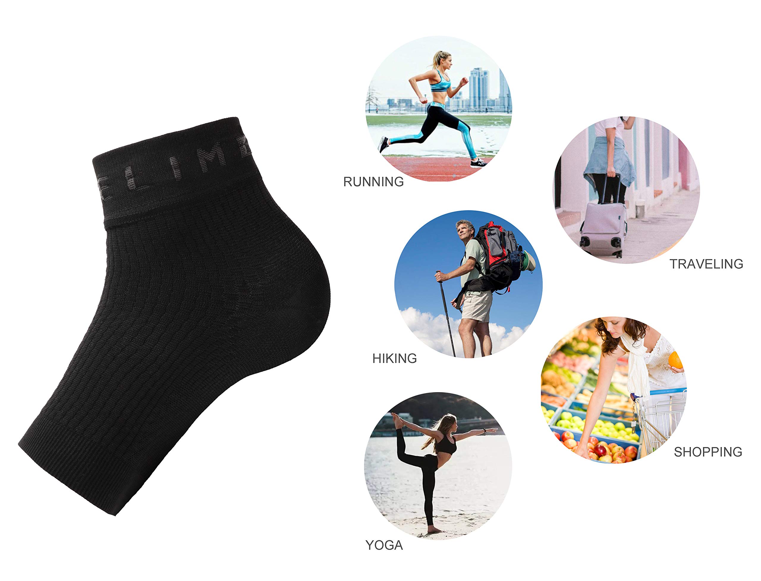 BUBBLELIME Ankle Brace for Women&Men Compression Arch Support Foot Sleeve Plantar Fascilitis Socks for Pain Relief Injury Recovery_SET1-Medium