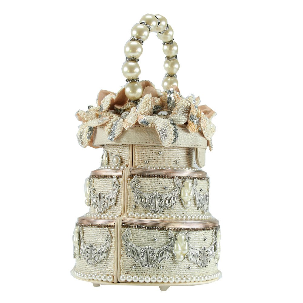 Mary Frances I Do Beaded Wedding Cake Top Handle Bridal Bag, Ivory