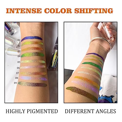 CHARMACY Chameleon Liquid Eyeshadow, Intense Color Shifting, Highly Pigment Multichrome Eyeshadow Liquid Makeup, Long Lasting, Shimmer, Easy To Wear Metallic Eye Makeup, 1.6g (#06)