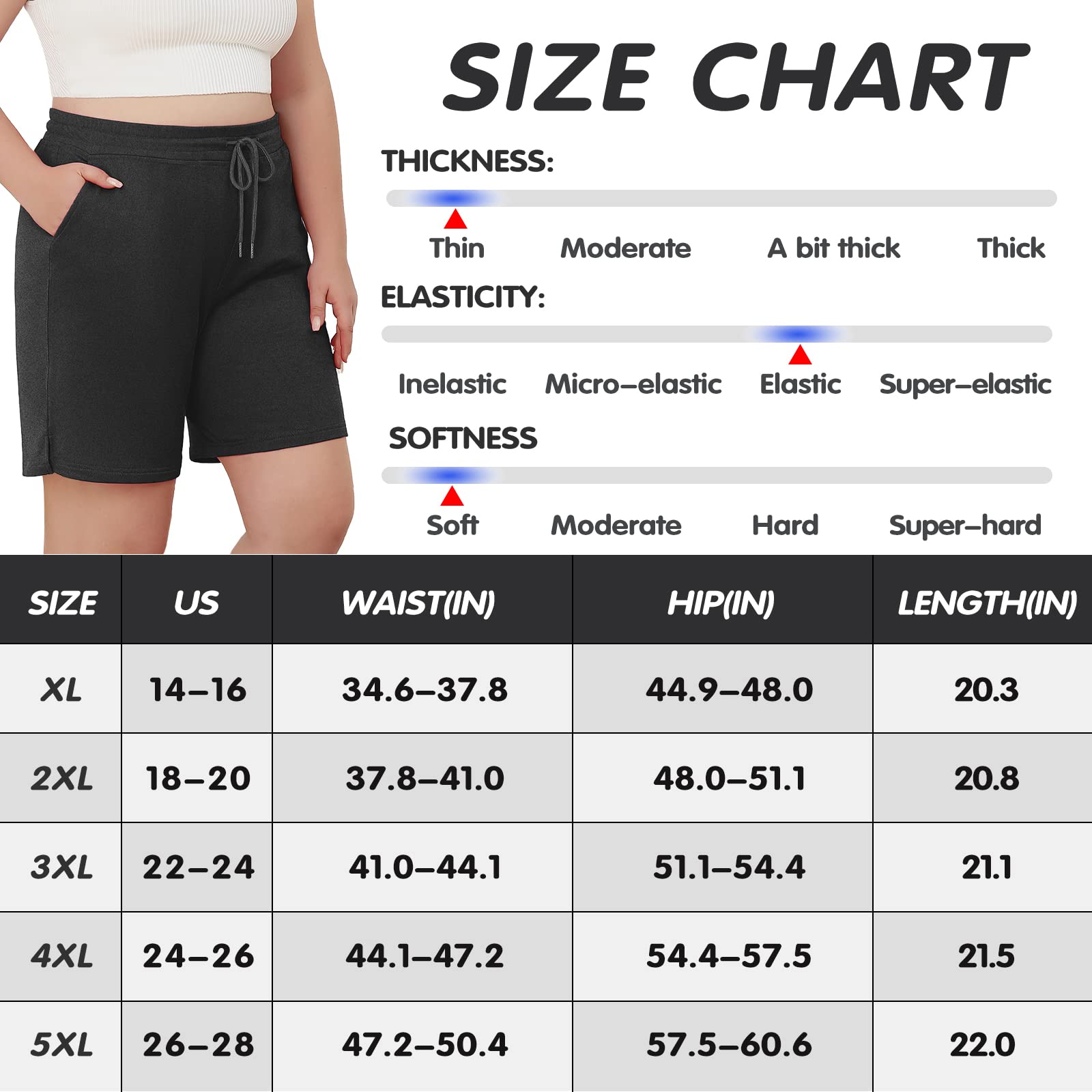 COOTRY Plus Size Shorts for Women Quick Dry Elastic Waist Drawstring Pockets Lounge Workout Athletic Running Shorts 10ββ Dark Grey XX-Large