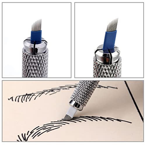 Charme Princesse Microblading Pen Kit Double Sided Manual Pen Kit with 20Pcs Needles Pigment Practice Skin Eyebrow Ruler Ring Cup for Permanent Makeup Supplies EK910S20-1