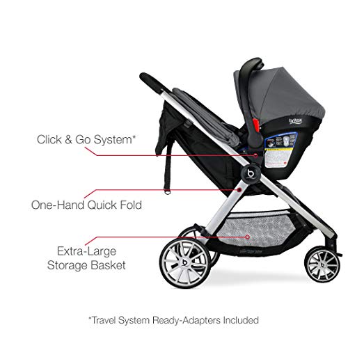 BRITAX B-Lively Travel System with B-Safe 35 Infant Car Seat | One Hand Fold XL Storage Ventilated Canopy, Dove (S05587900)