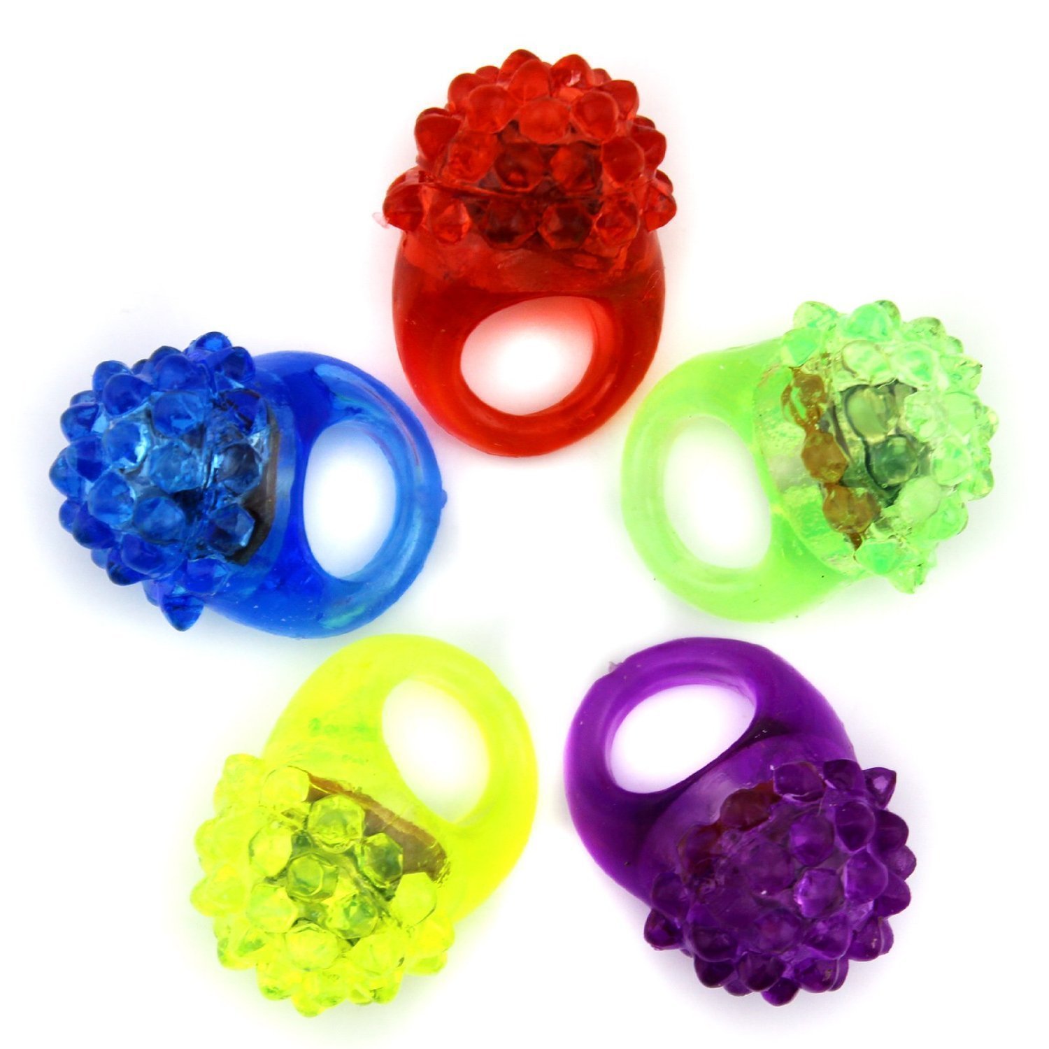 HND® Novety LED Flashing Light Up Jelly Bumpy Ring, For Party,Cutumes,Birthday,Wedding And Any Celebrations. 24-Pack