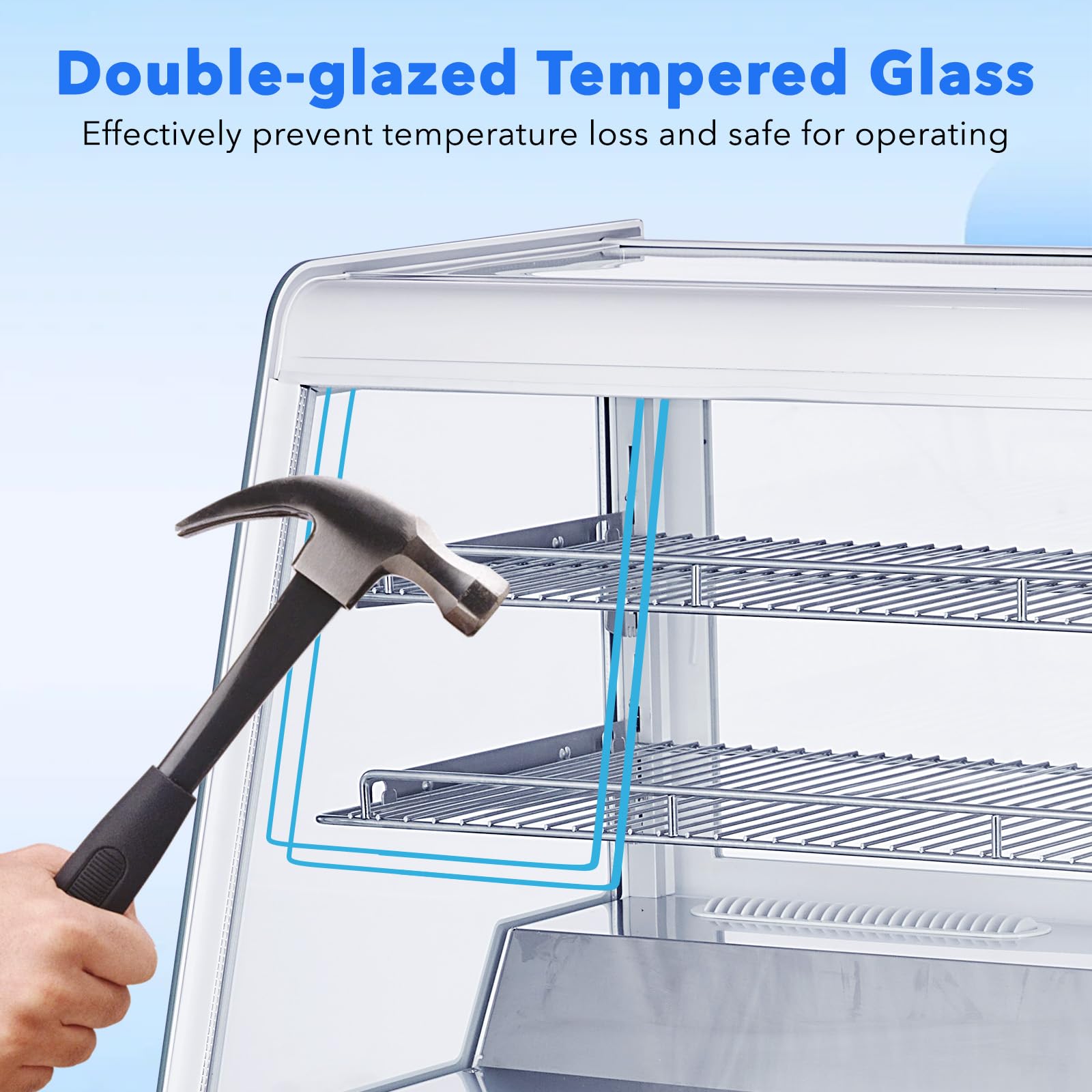 Garvee Refrigerated Display Case 8.1 Cu.Ft. Countertop Pastry Display Case Commercial Display Refrigerator w/LED display Air-cooling Automatic Defrost Rear Sliding Door
