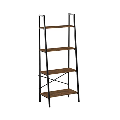 Blissun Ladder Shelf, 4-Tier Bookshelf, Storage Rack Shelf for Office, Bathroom, Living Room, Hazelnut Brown