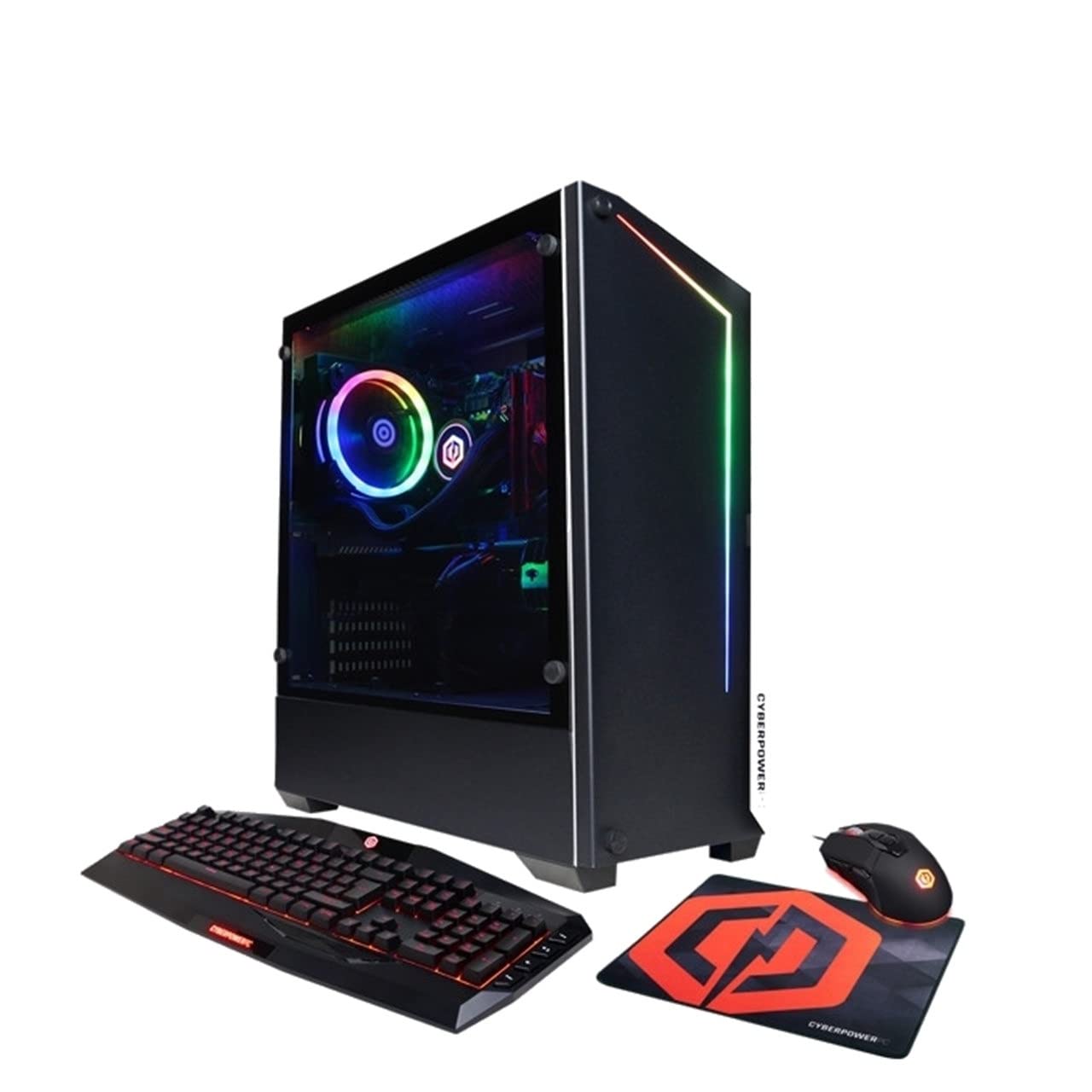 CyberpowerPC MSAAG3000 VR Gaming Liquid Cool Desktop PC, GeForce RTX 3060, Intel 8-Core i7-10700F, 16GB RAM, 1TB PCIe SSD, USB-C, HDMI/DP, RJ-45, Wi-Fi, RGB Tower, SPS HDMI Cable, Win 10 (Renewed)