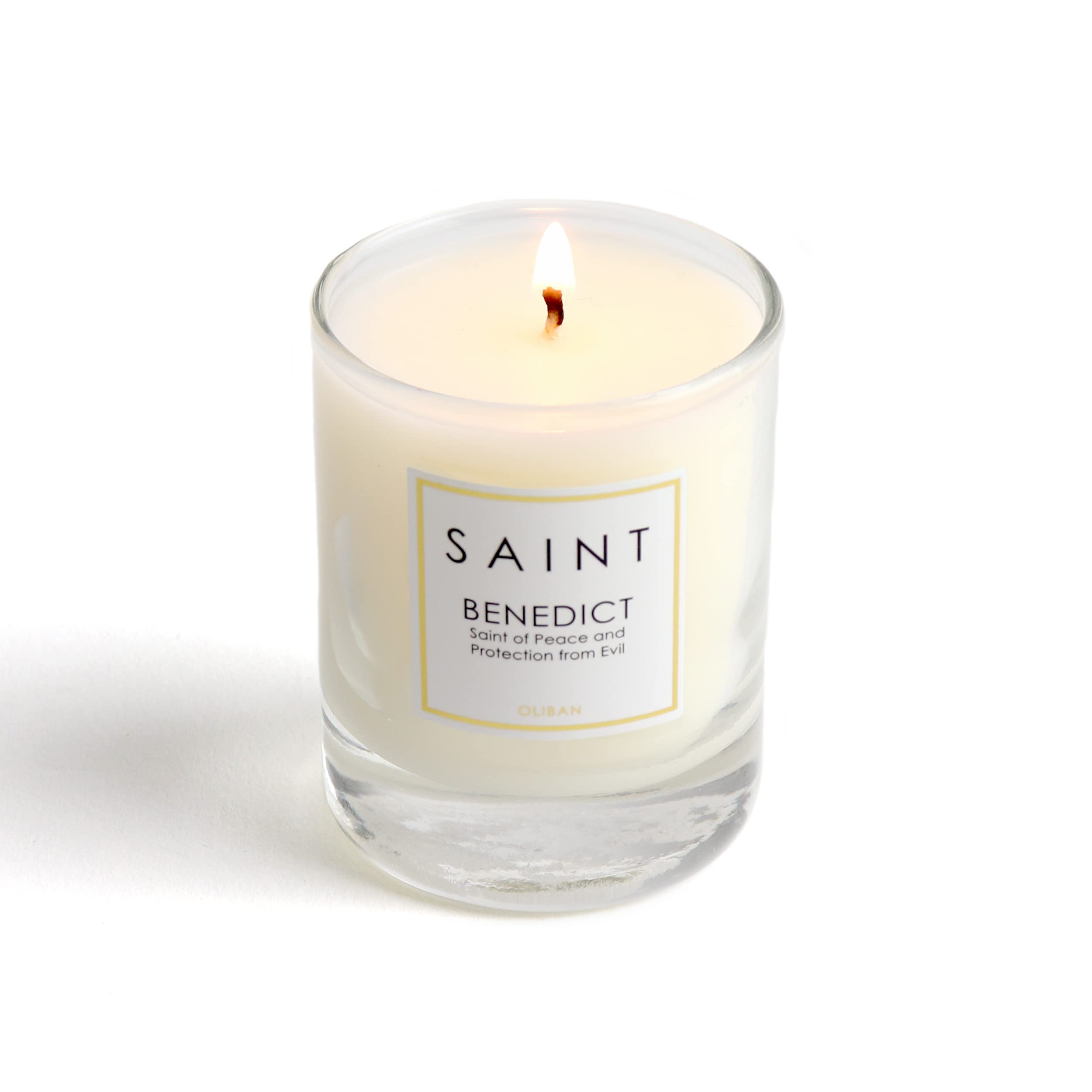 SAINT Benedict Scented Votive Candle with Prayer, Prayer Coin, and Holy Oil, Saint of Peace and Protection from Evil, Soy Coconut Aromatherapy Candle with 15 Hour Burn Time, Holiday Gift-Ready Box