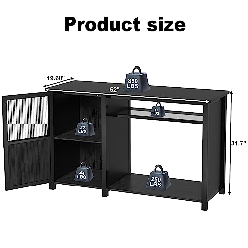 GDLF 55-75 Gallon Fish Tank Stand Heavy Duty Metal Aquarium Stand with Cabinet for Fish Tank Accessories Storage,52" L*19.68" W,850LBS Capacity