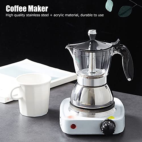 CHICIRIS Stovetop Espresso Maker, Crystal Plastic-Top Stainless Steel Moka Pot 4 Cup, Italian Mocha Coffee Maker, 200ml/6.8oz