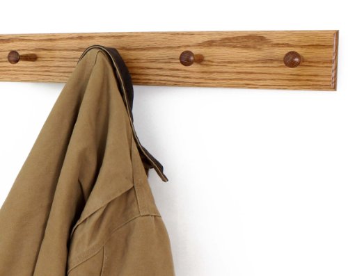 Solid Oak Shaker Peg Rack Made in The USA - Golden Oak Stain Stain 35 x 3.5 Inches with 6 Pegs