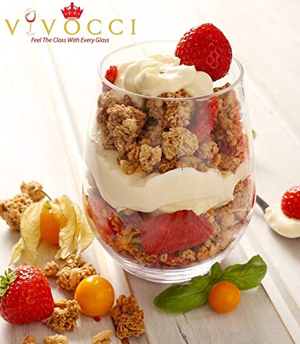 Vivocci Unbreakable Elegant Plastic Stemless Wine Glasses 20 oz | 100% Tritan Heavy Base | Shatterproof Glassware | Ideal For Cocktails & Scotch | Perfect For Homes & Bars | Dishwasher Safe | Set of 2