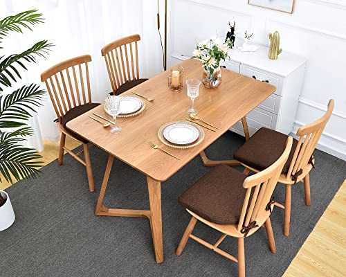 COSNUOSA Kitchen Chair Cushions D-Shaped Dining Chair Cushions with Ties Non Slip Kitchen Dining Chair Pads and Seat Cushion Set 17 x 16 Inches Brown 4 Pcs