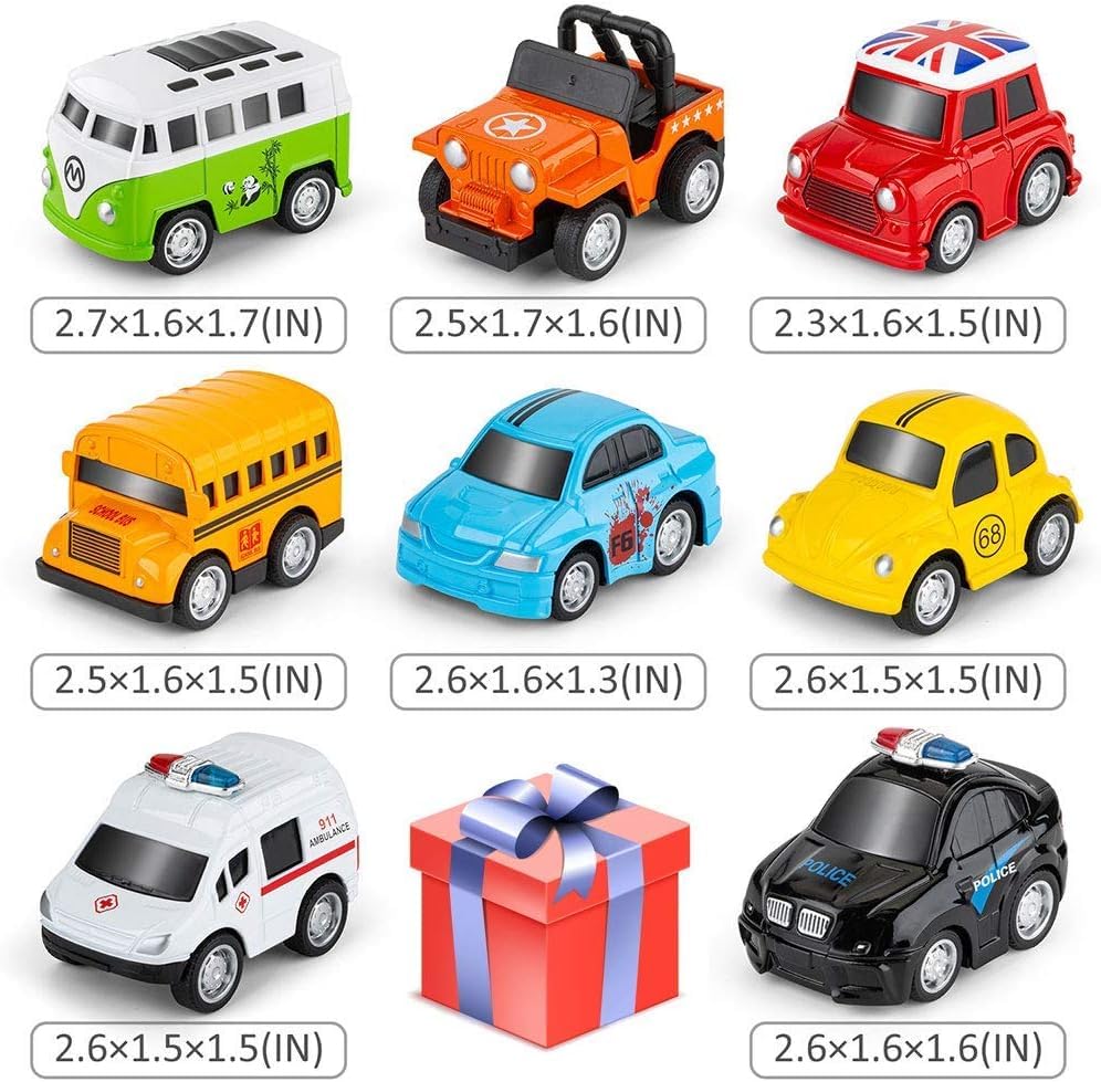 RuiDaXiang Metal Pull Back Cars,8 Pack Mini die cast Toy Cars Set, for Aged 3-6 Year Boys