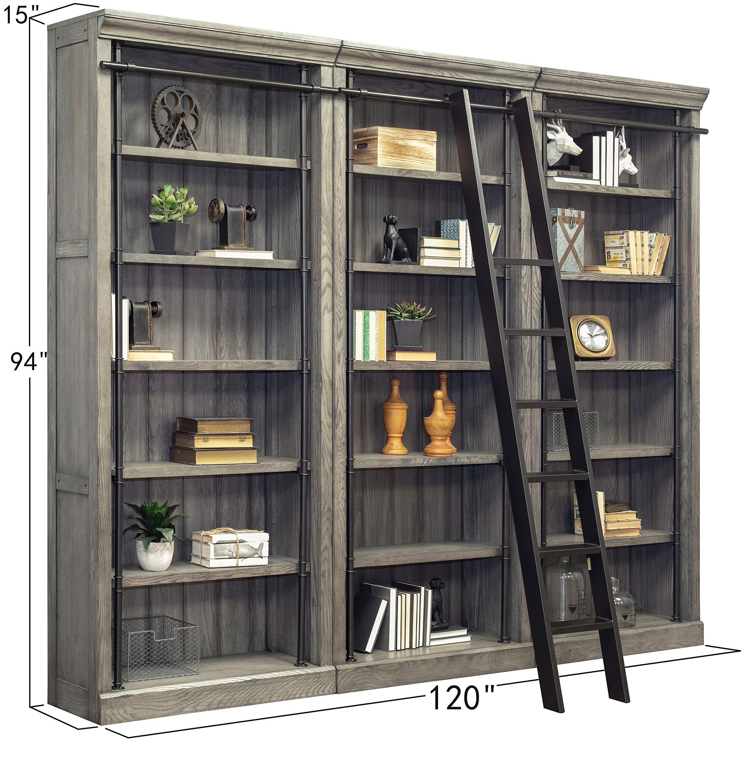 Martin Furniture Avondale 3 Bookcase Wall Gray