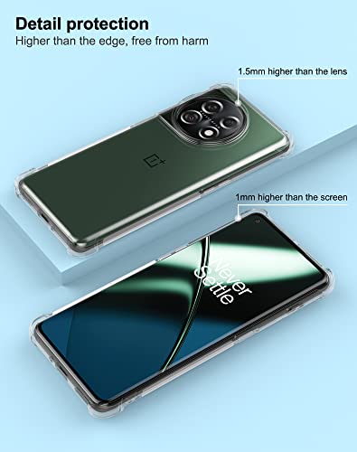Foluu for OnePlus 11 Case, for OnePlus 11 Phone Case Clear, Scratch Resistant Reinforced Corners TPU Rubber Soft Skin Silicone Protective Case Cover for OnePlus 11 2023 (Crystal Clear)