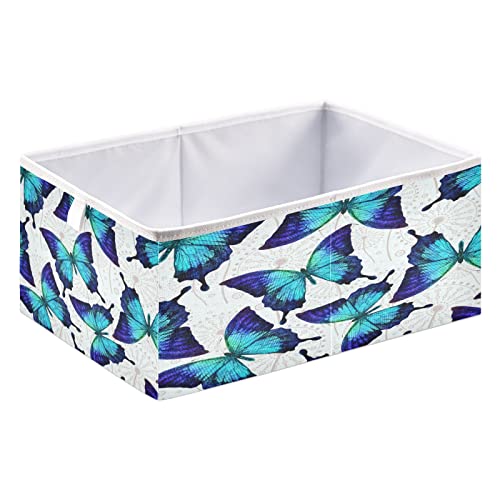 Kigai Collapsible Storage Basket,Watercolor Butterfly Foldable Fabric Bins Shelves Toy Storage Box Closet Organizers for Nursery,Utility Room, Storage Room