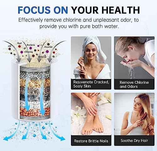 G-Promise Luxury Filtered Handheld Shower Head, 6 Spray Settings Shower Set with Effective Filter of 2 Cartridges, Adjustable Metal Bracket, Extra Long Stretchable Hose, Chrome (Chrome with Filter)