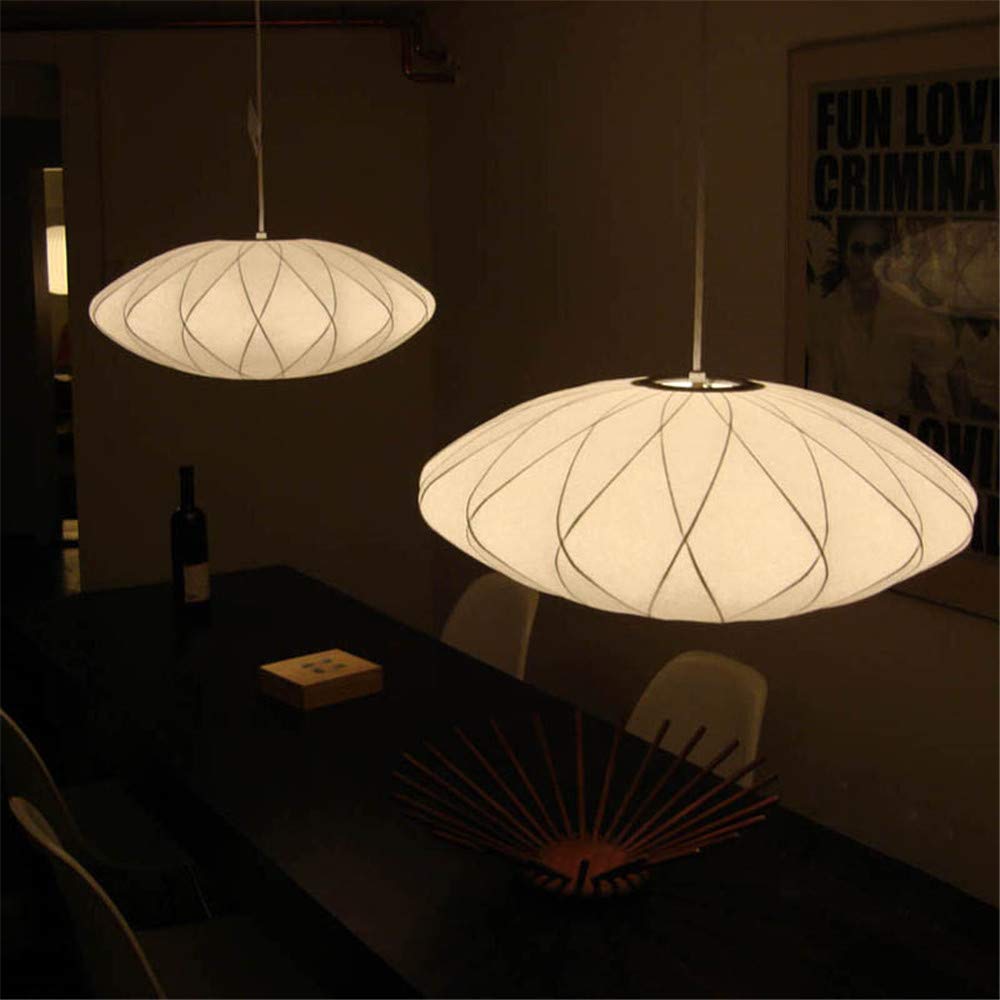 RUNNUP North Europe Designer Fabric Saucer Pendant Light Creatiion Postmodernism Ceiling Fixtures Hanging Lighting Lamp for Coffee Shop Teahouse Dining Room, 15.75''