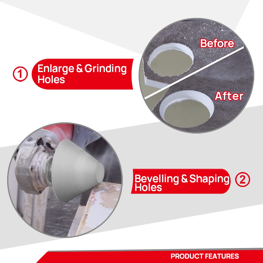 DT-DIATOOL Diamond Beveling Chamfer Bits for Granite Marble Tiles Existing Holes Diamond Hole Saw 5/8"-11 Thread Enlarging Polishing Shaping Holes of Size 1/4 Inch to 2 Inch