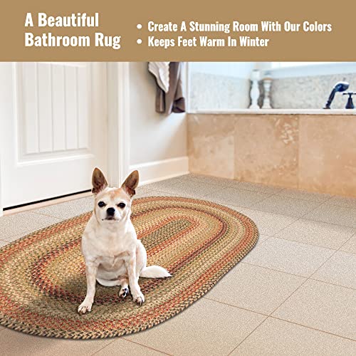 Homespice 20x30” Multi Color Oval Braided Rug. Kingston Brown and White Jute Oval Rug. Uses- Entryway Rugs, Kitchen Rugs, Bathroom Rugs. Reversible, Rustic, Country, Primitive, Farmhouse Decor Rug