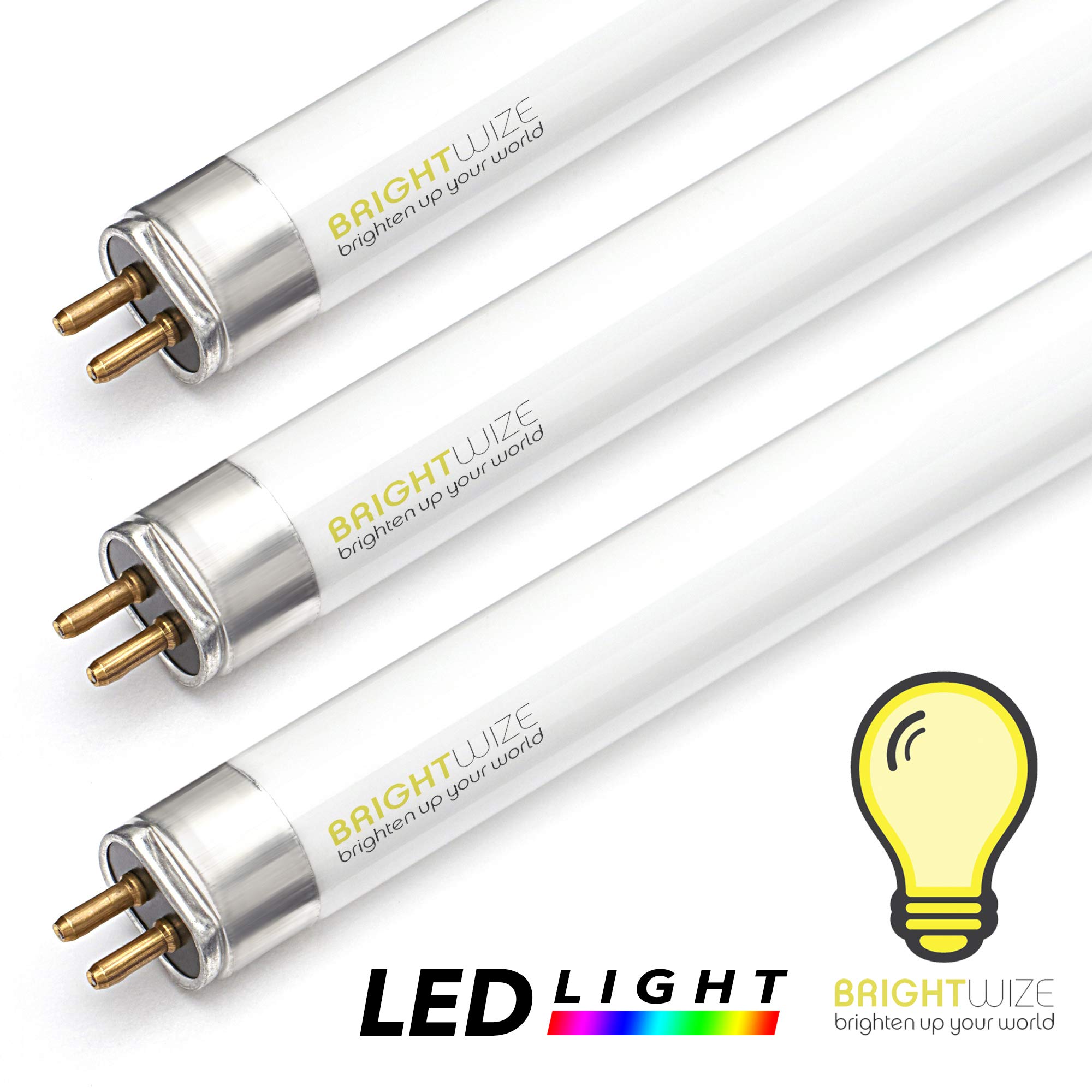 BrightWize F8t5ww LED Replacement F8t5 LED 5 Watts 500 Lumens Warm White 3000k F8 T5 Pack of 3 Bulbs