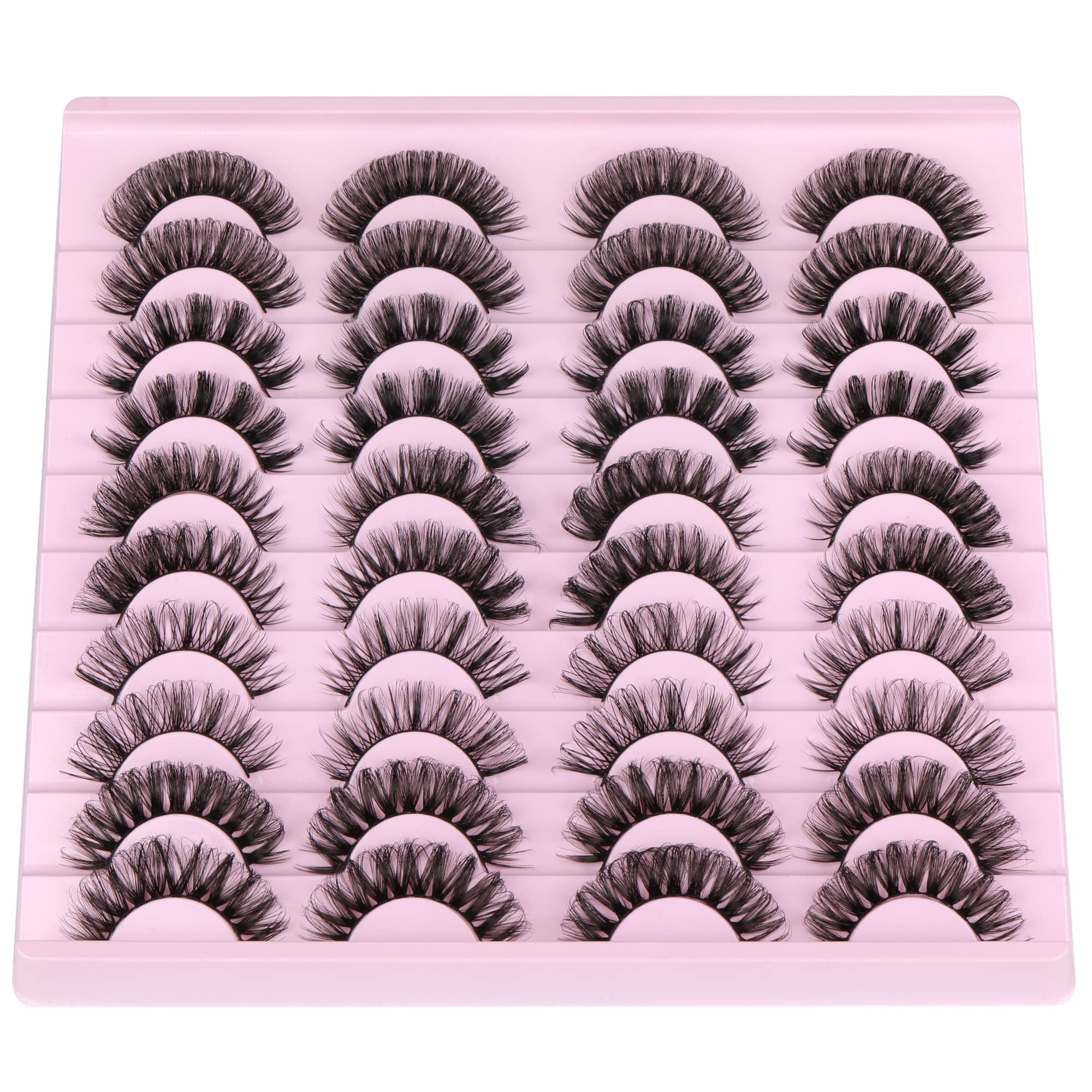 D Curl Strip Lashes Natural Look False Eyelashes Russian Strip Eye Lashes Wispy Long 5 Styles Fake Eyelashes Look Like Extensions 20 Pairs Multipack ALICROWN
