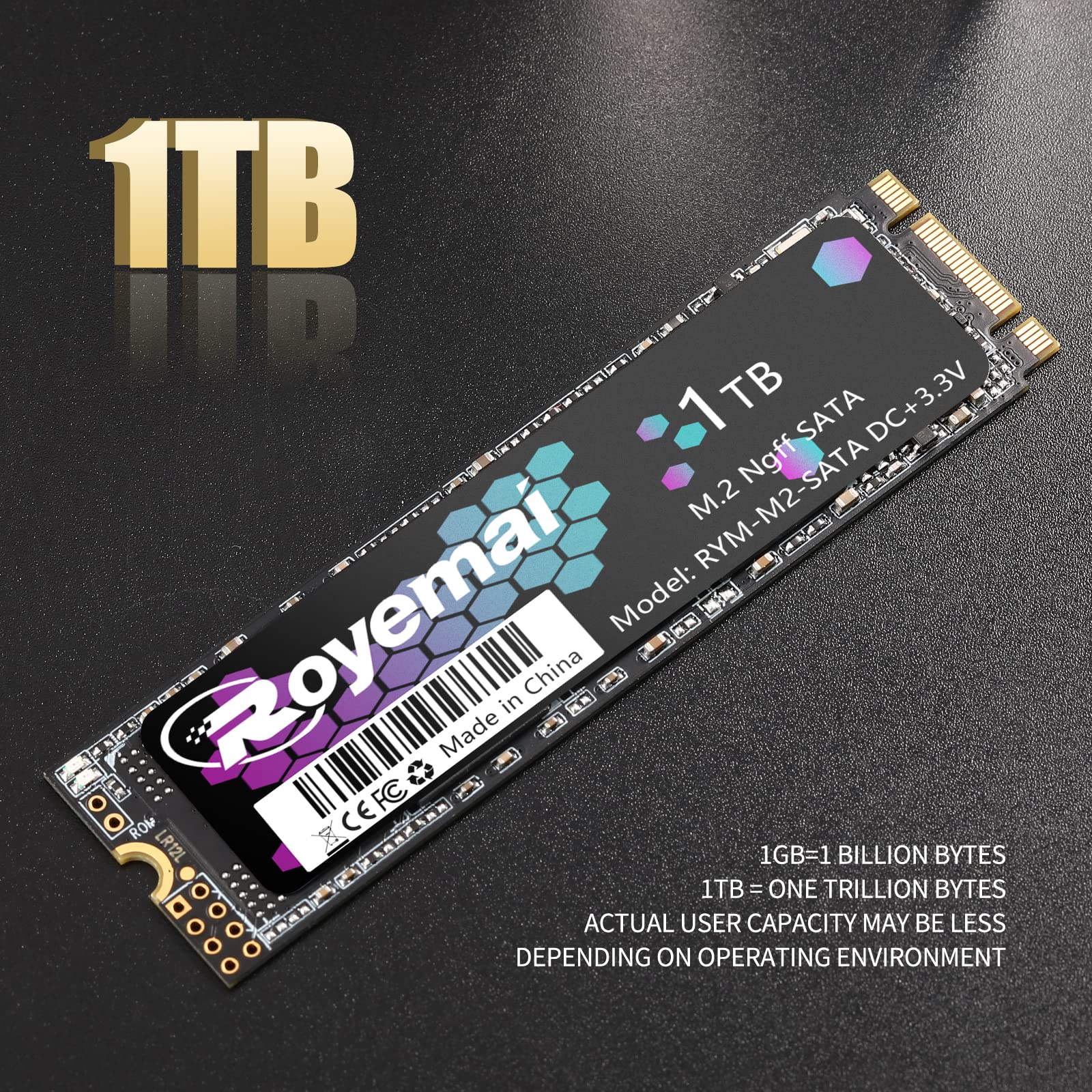 D DUOMEIQI 1TB M.2 Ngff SATA SSD 2280 SATA III 6Gb/s Internal Solid State Drive, 3D NAND TLC (Read/Write Speed up to 520/460 MB/s), 1TB SSD Compatible with Laptop and PC Desktop