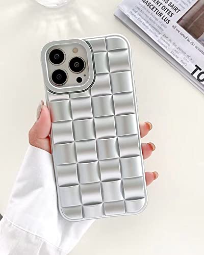 Ginkgonut Compatible with iPhone 13 Pro Max Case for Women/Girls, Cute 3D Laid Desgin Soft Silicone Shockproof Raised Bumper Corners Case for iPhone 13 Pro Max(Silver)