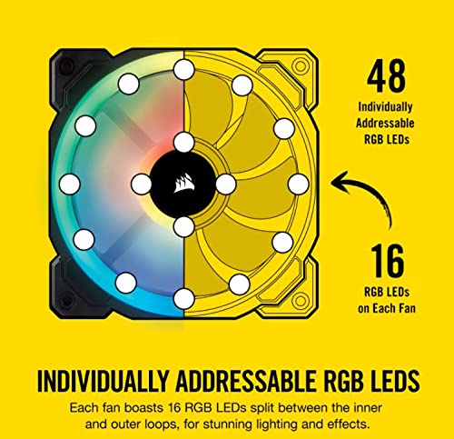 Corsair LL Series LL120 Black RGB 120mm Dual Light Loop RGB LED PWM Fan 3 Fan Pack with Lighting Node Pro (CO-9050072-WW) (Renewed)