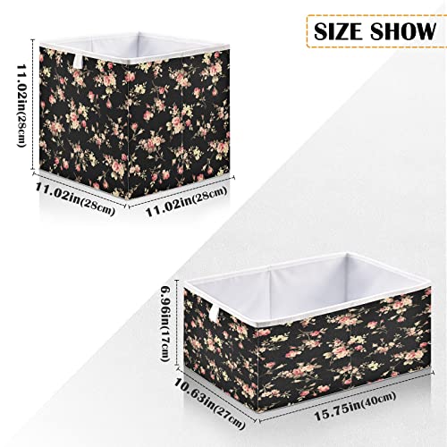 Kigai Storage Basket Floral Foldable Storage Bin 11 X 11 X 11 Inches Cube Storage Baskets Box for Shelves Closet Laundry Nursery Bedroom Home Decor