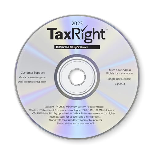 Blue Summit Supplies 1099-NEC 4 Part Tax Form Bundle 2023 with TaxRight CD-ROM (Formerly Called TFP), Includes Self-Seal Envelopes, Designed for QuickBooks and Accounting Software, 50 Pack