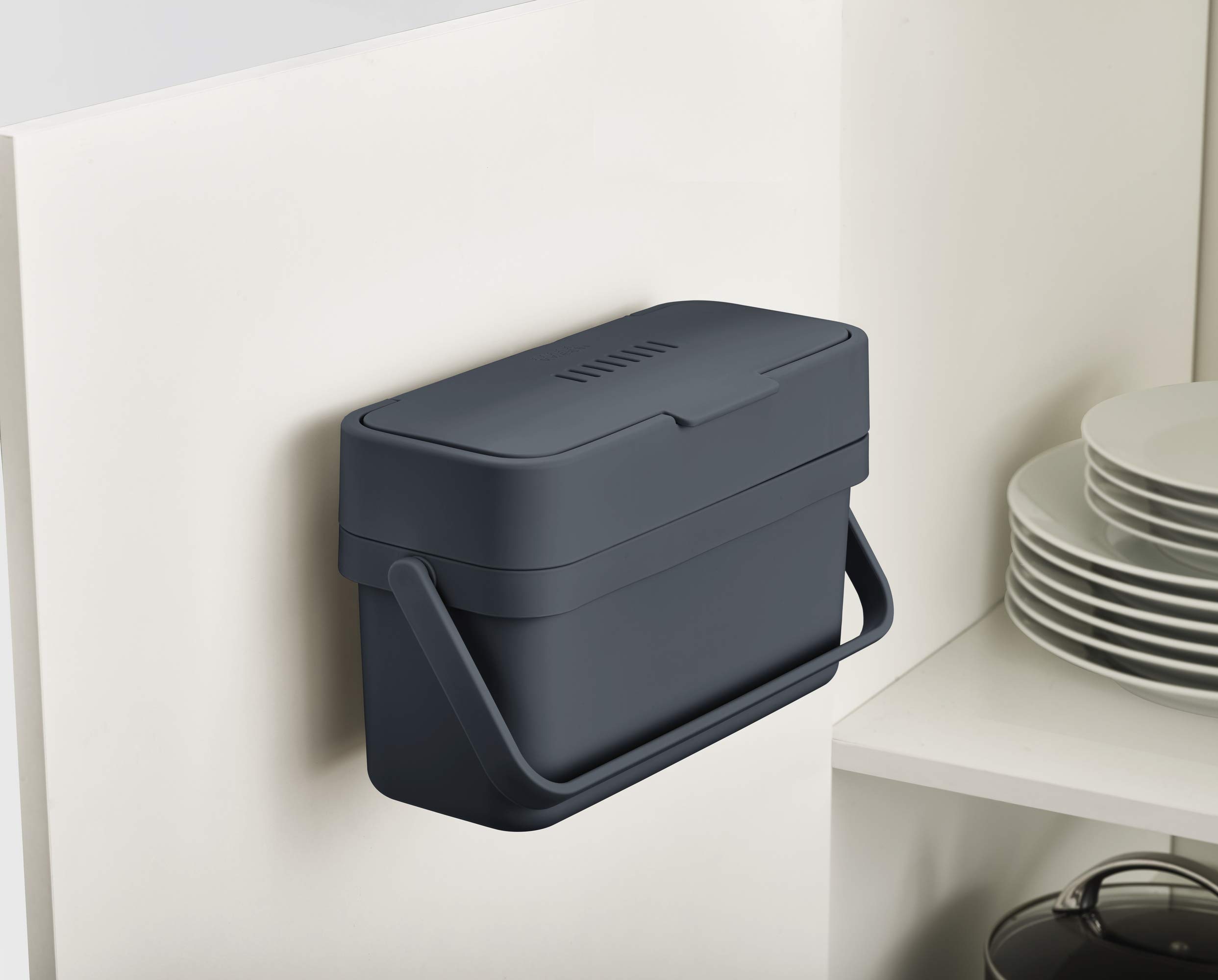 Joseph Joseph 30107 Mountable Compo 4 Food Waste Easy-Fill with Adjustable Air Vent Caddy, 4-Liters (1 US Gallon), Graphite