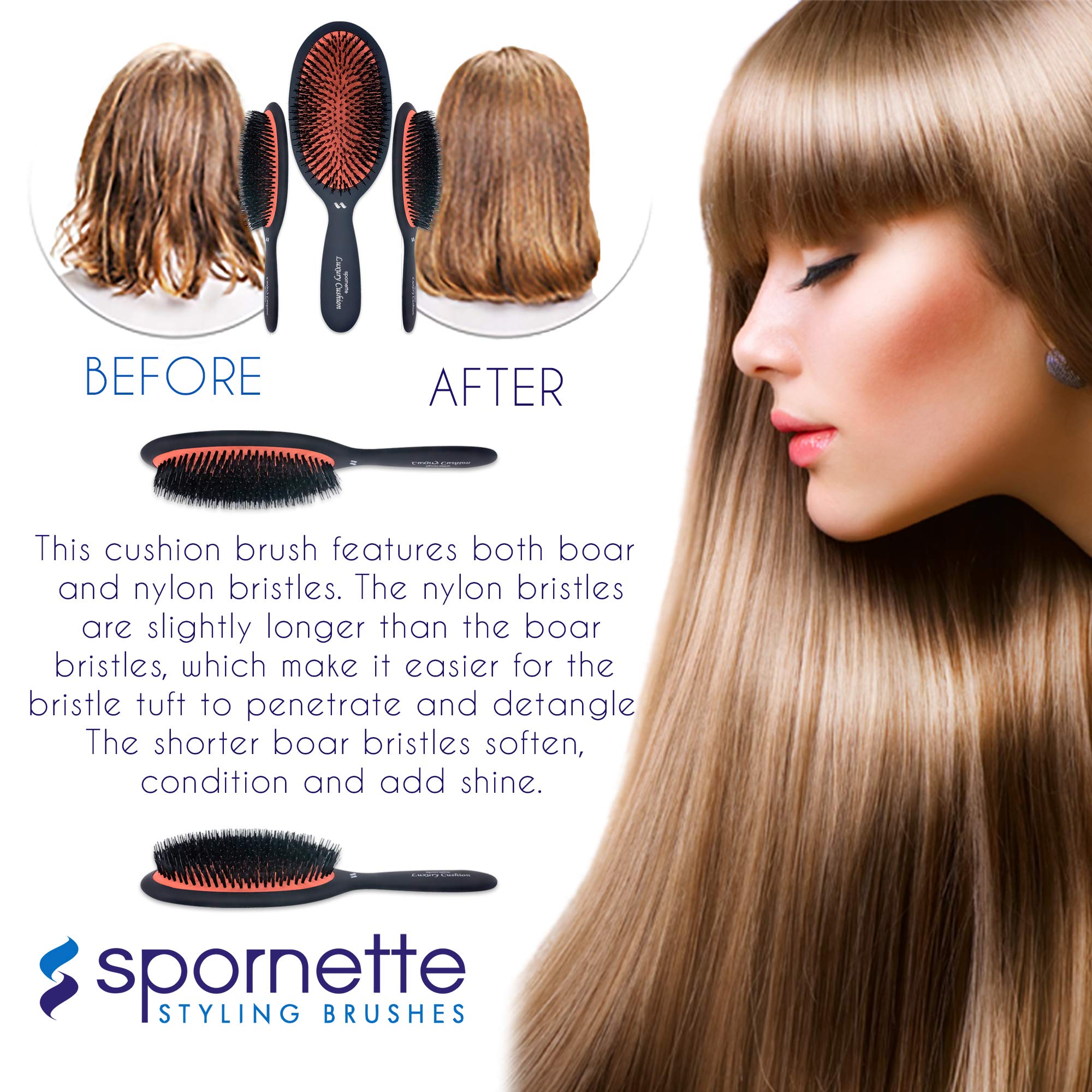 Spornette Small Cushion Boar and Nylon Bristle